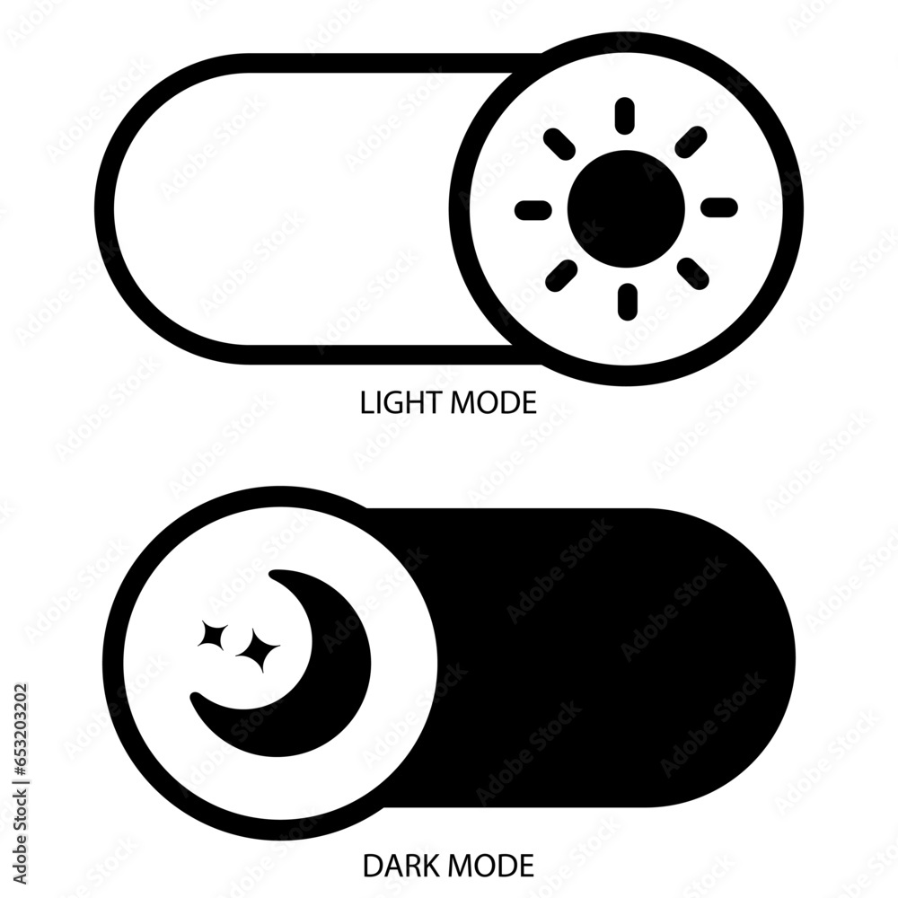 Light mode and dark mode buttons icon vector design. Eps 10 vector ... Light mode and dark mode buttons icon vector design. Eps 10 vector ...