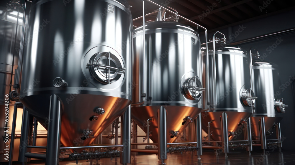 Brewery Craftsmanship: Interior of a Brewery Factory with Fermentation ...