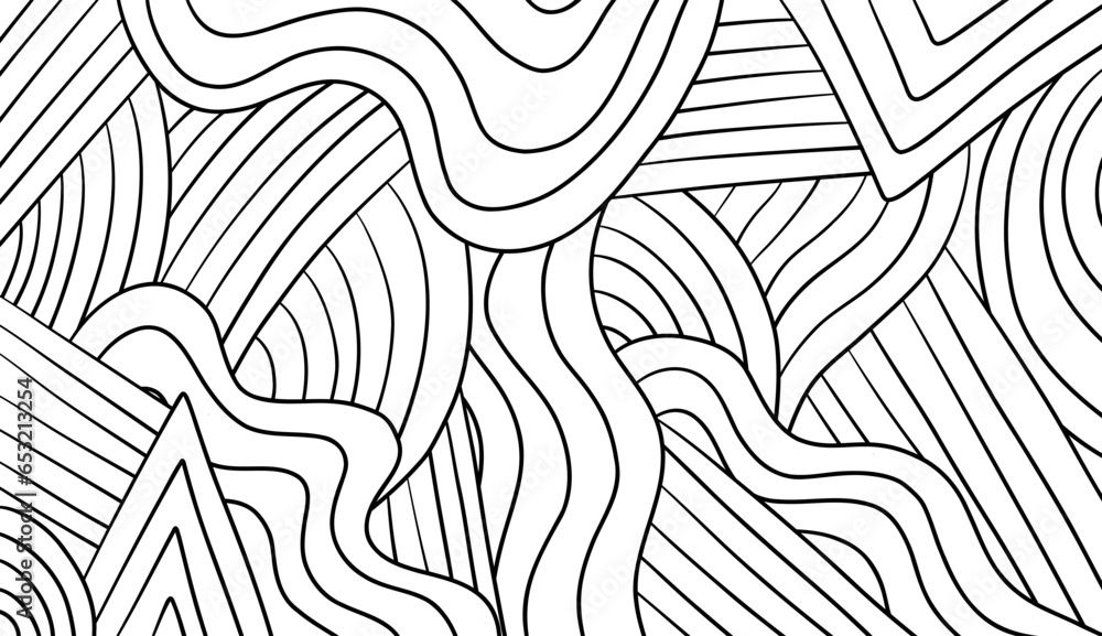 Abstract line drawings, for coloring practice, vector illustrations ...