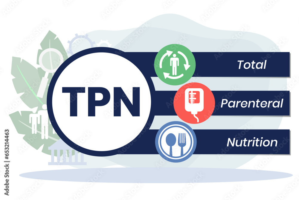 TPN - Total Parenteral Nutrition acronym. medical concept background ...
