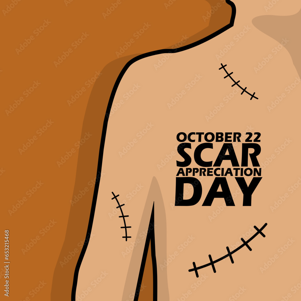 Illustration of a person's body covered in scars and bold text on brown ...