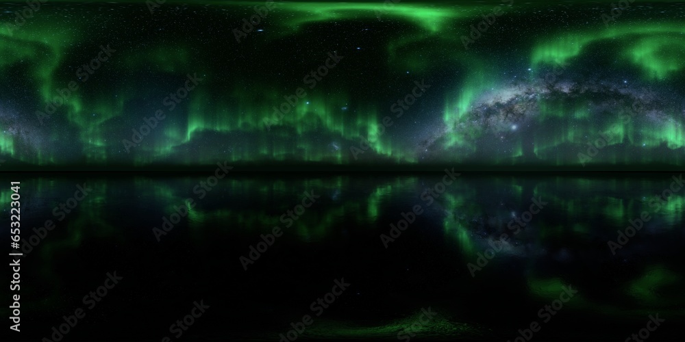 HDRI - Ice terrain with Aurora Borealis on the sky - Panorama Stock ...