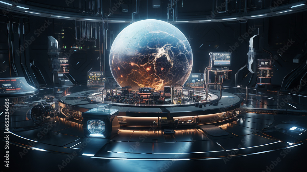 Planet Earth Analysis Hologram Space Exploration Lab Habitat Planet Space Station Facility Alien ...