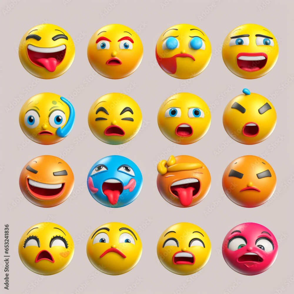 emoji mood chart with only these 5 emojis an emoj, generative ai Stock ...
