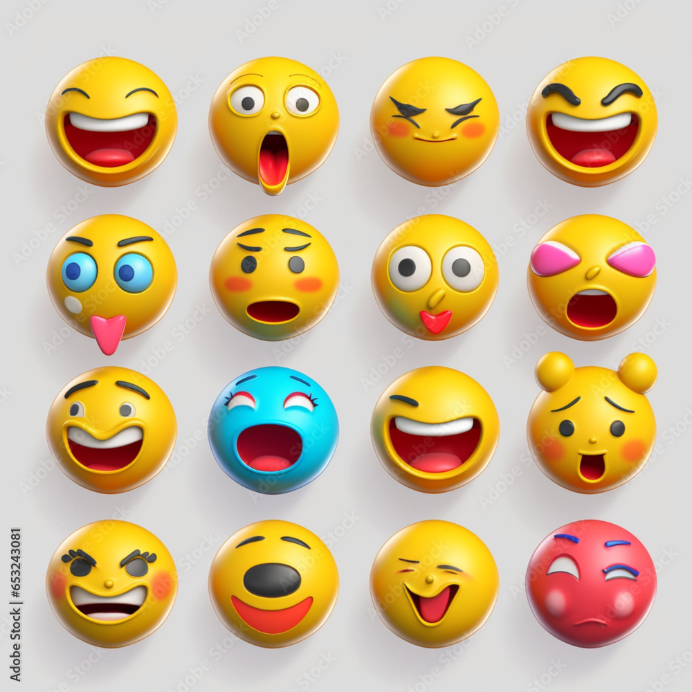 emoji mood chart with only these 5 emojis an emoj, generative ai Stock ...
