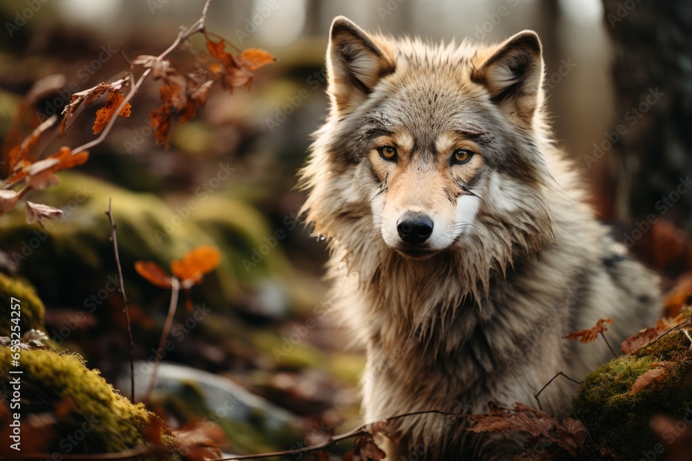 Solitary wolf in its natural habitat, Generative AI Stock Photo | Adobe ...