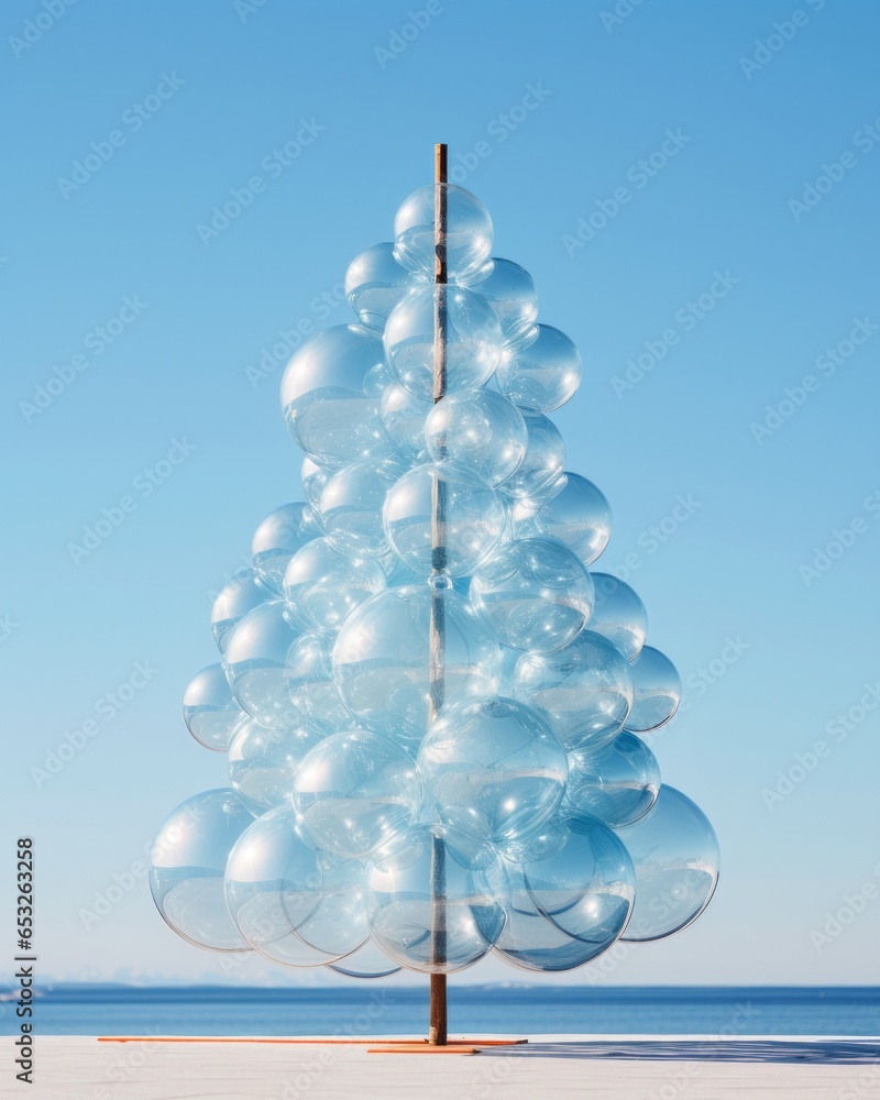 Illustrazione Stock On a winter beach beneath a sky of abstract concept ...