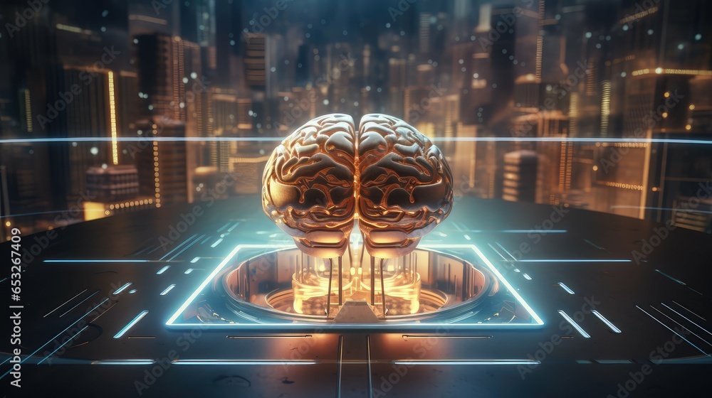 science human brain artificial illustration intelligence digital ...