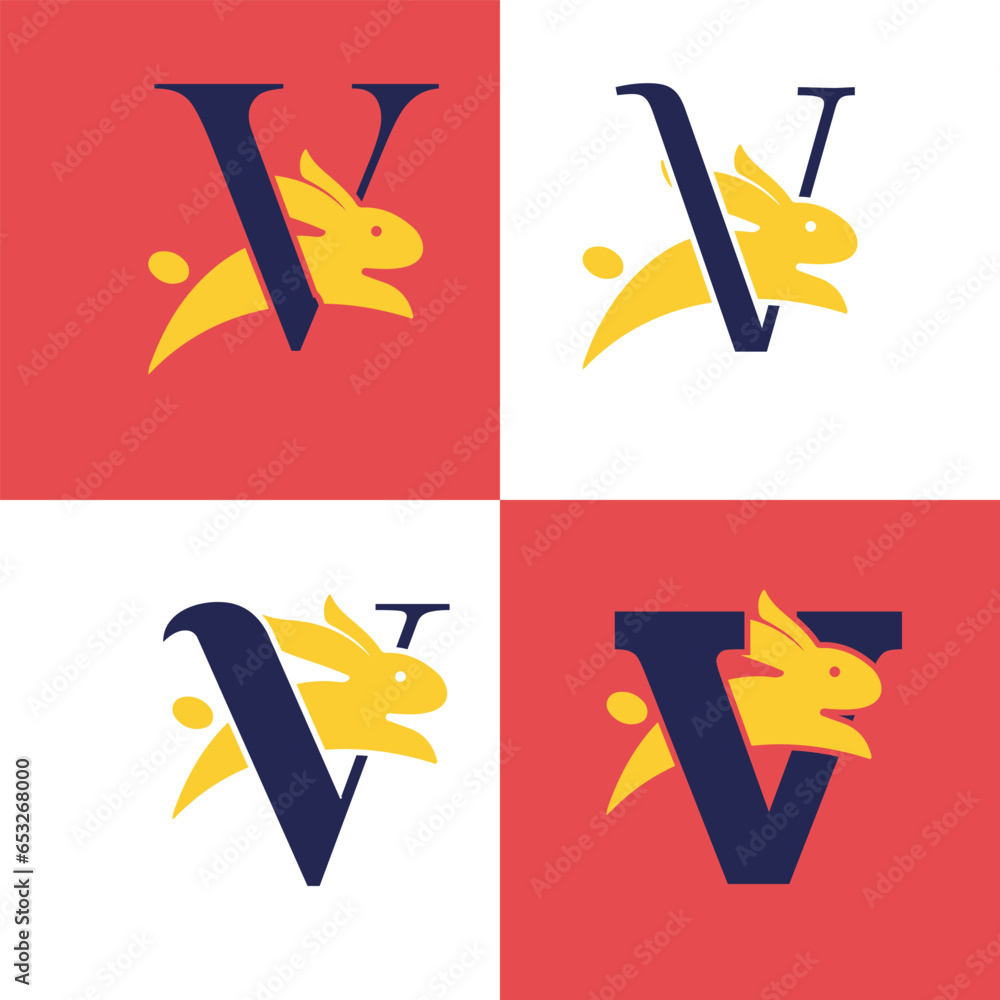 Initials Logo Design Alphabet Letter V I Rabbit Logo Design Concept ...