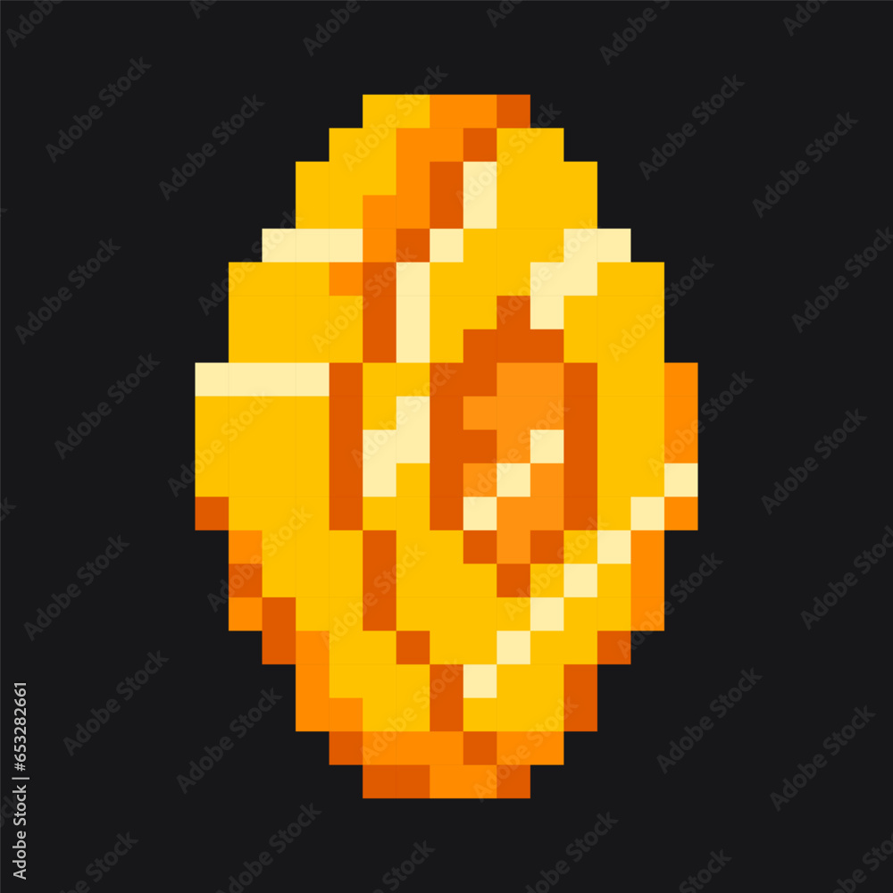 Pixel art gold coin, vector gold pixel coin. 16-bit retro game, 8bit ...