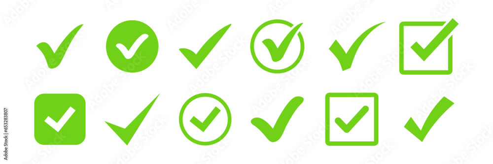 CheckMark vector icon. Set of simple check mark. Green check mark icon ...