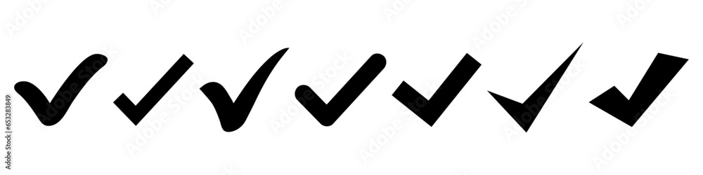 Stockvector CheckMark vector icon. Set of simple check mark. Black ...