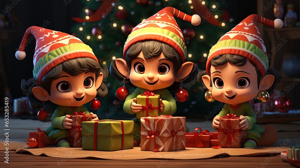 Christmas Elves in Santa's Modern Toy Workshop: A Festive Postcard in ...