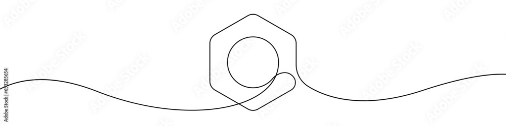 Nut one line drawing vector. Nut continuous line drawing vector. Nut a ...