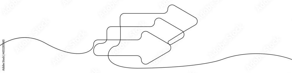 Three arrows one line drawing vector. Three black arrows continuous ...