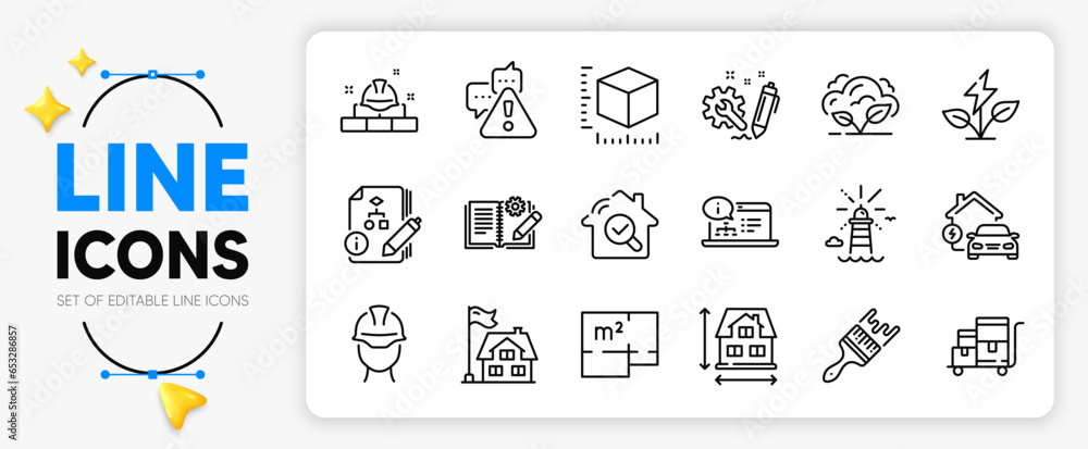 Algorithm, Engineering documentation and Building line icons set for ... Algorithm, Engineering documentation and Building line icons set for ...
