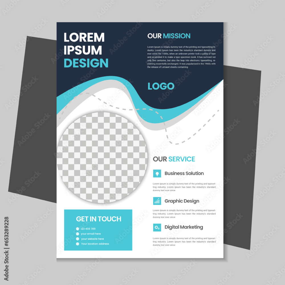 A4 business flyer template design, corporate brochure, marketing flyer ...