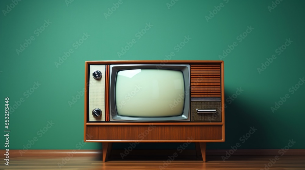 Retro Radiance The 70s Vintage Television, Front View and Full of ...