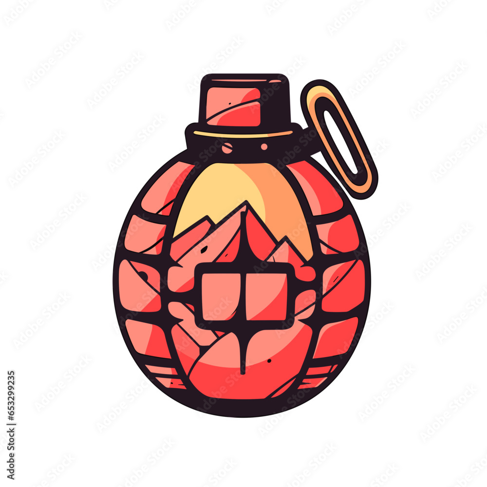 Bomb defusal vector icon in minimalistic, black and red line work ...
