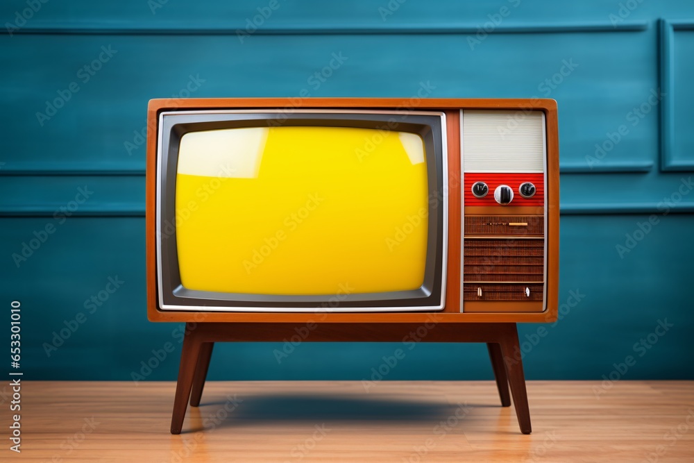 Retro Radiance The 70s Vintage Television, Front View and Full of ...
