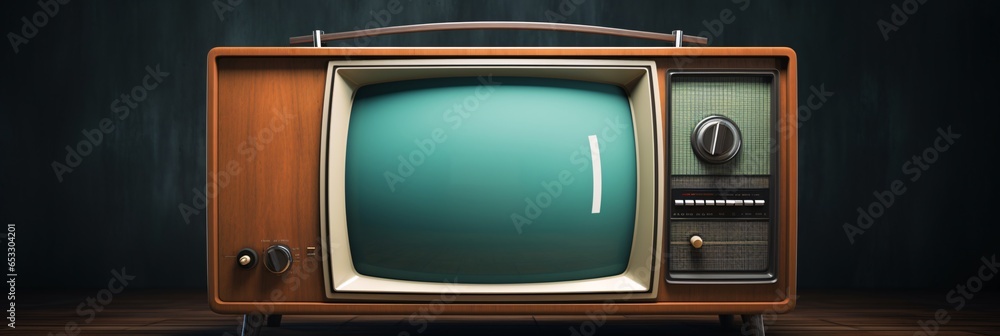 Retro Radiance The 70s Vintage Television, Front View and Full of ...