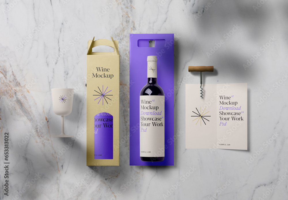 Wine Bottle Packaging Mockup Stock Template | Adobe Stock