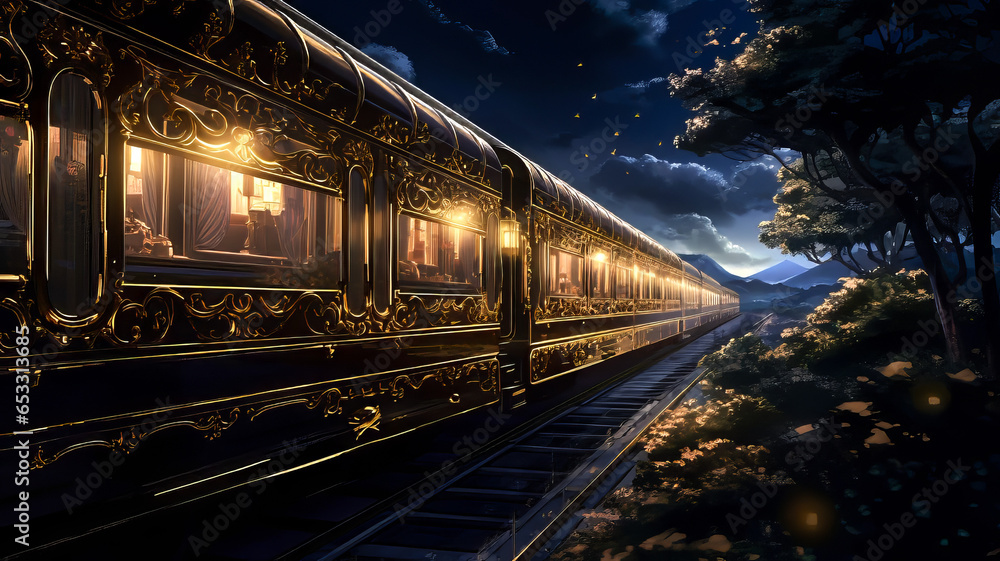 Magical Express Train. Generative AI. A digital illustration of a ...