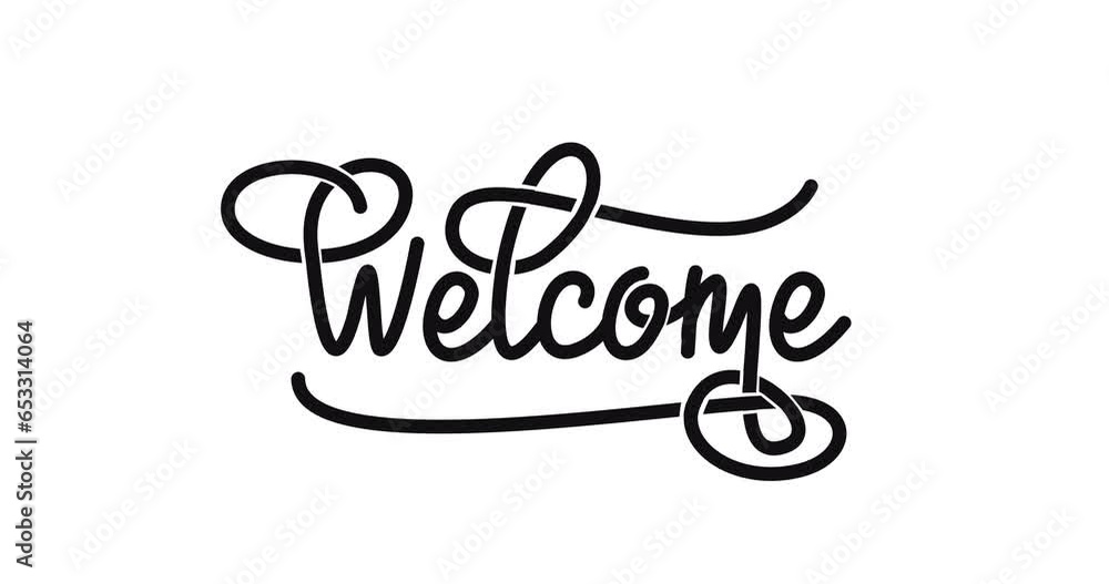 Welcome animation sign in black color with alpha channel. Welcome text ...
