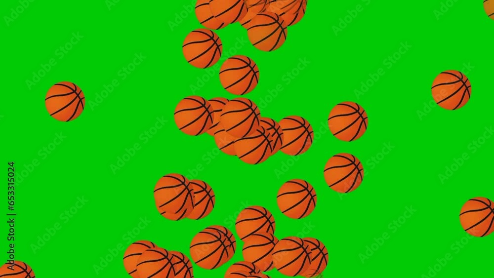 Basketball ball icon on green screen chroma key background seamless ...