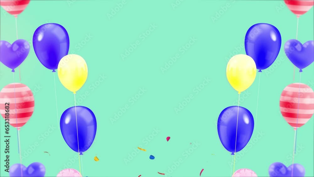 Happy birthday background animation.Flying Golden Balloons from Bottom ...