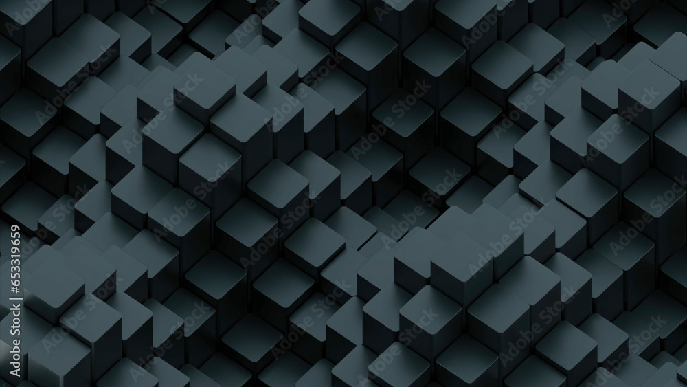 Columns of 3d cubes move in waves. Design. Wave oscillations of cubic ...