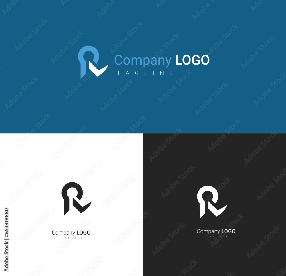 R and V letter logo concept with geometric style. logos are built on ...