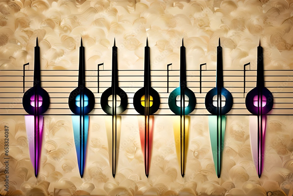 color music notes and color background. abstract music theme background ...