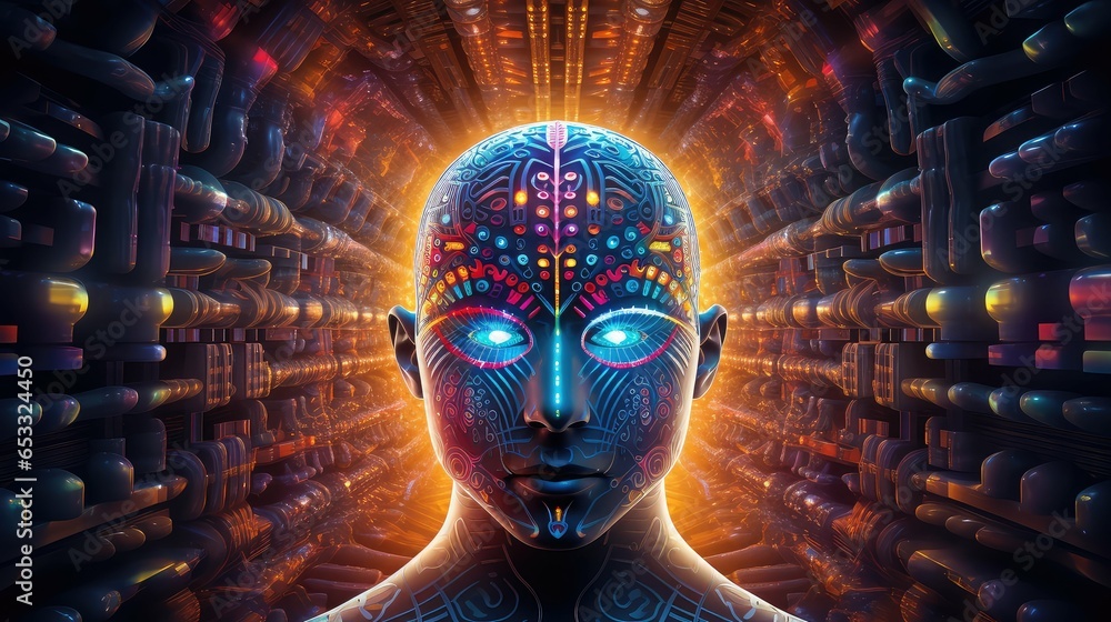 technology brain robot digital illustration science artificial ...