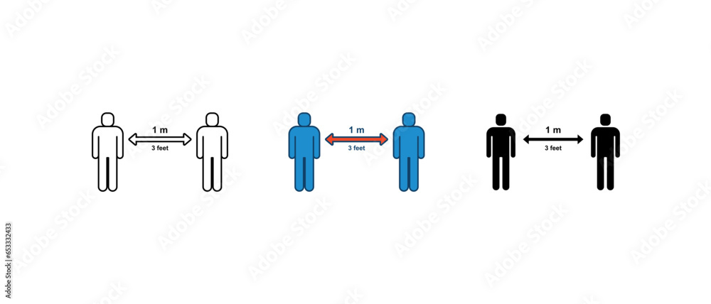 Social distancing. Keep your one meter distance between people ...