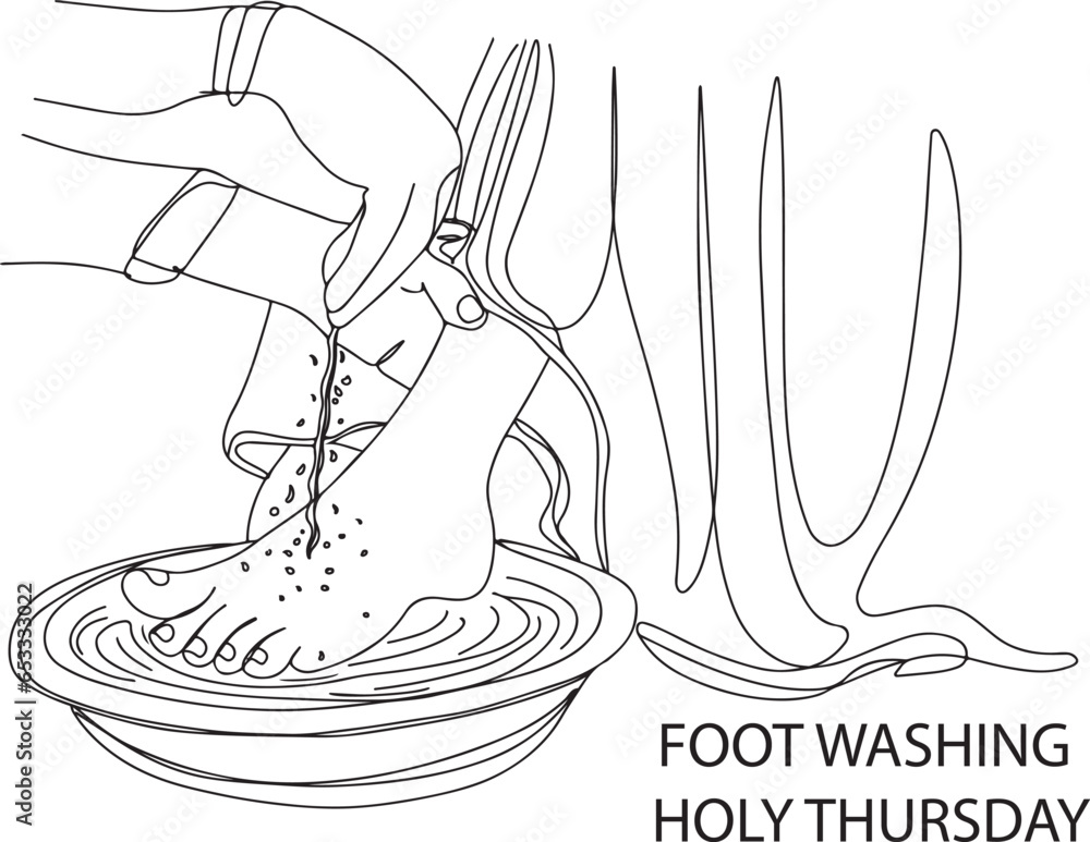 Good Thursday Line Art - Jesus' Symbolic Act of Humility, Holy Week ...