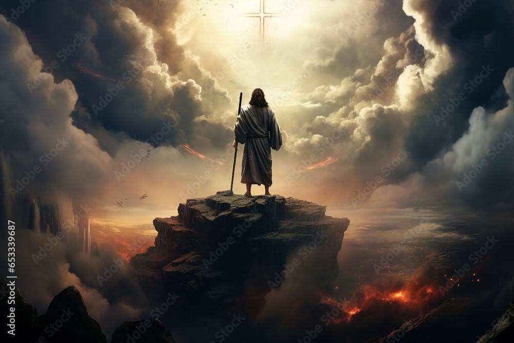 Photo & Art Print Generative AI picture second coming of Jesus Christ ...