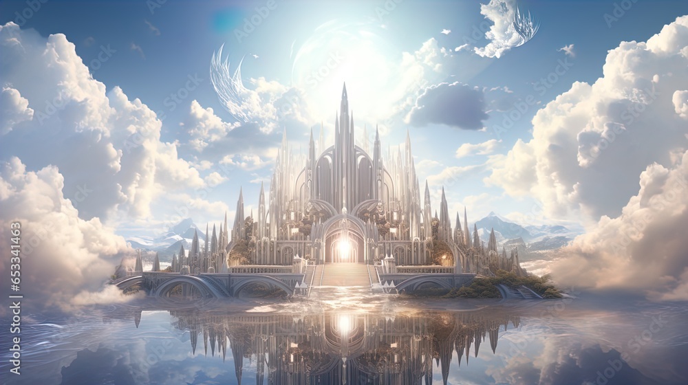 Divine Gaze: Christ Child and Angels Observing Earth from Heavenly ...