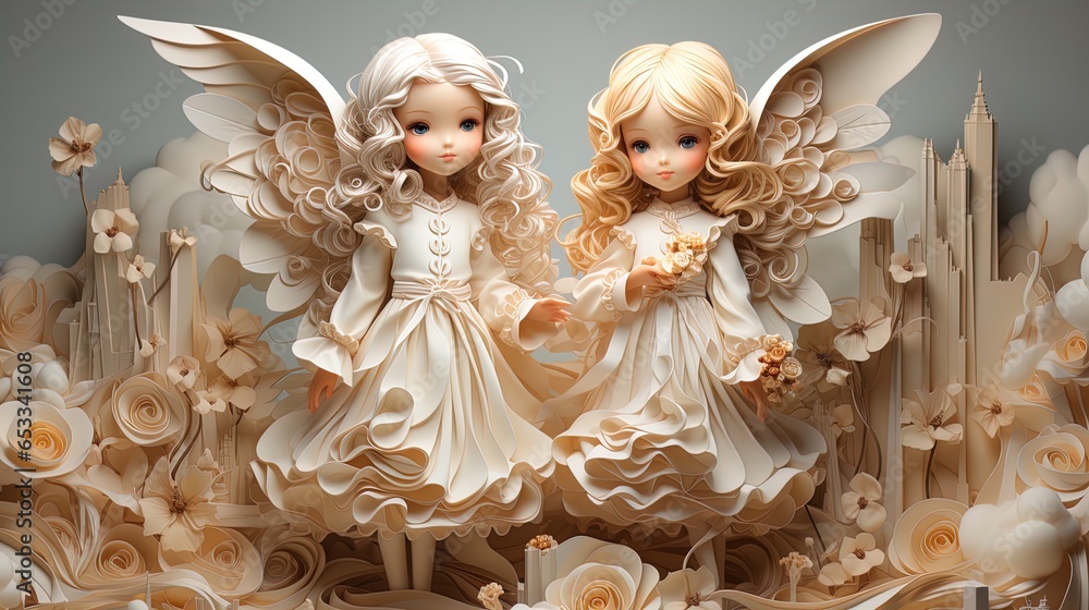 Divine Gaze: Christ Child and Angels Observing Earth from Heavenly ...