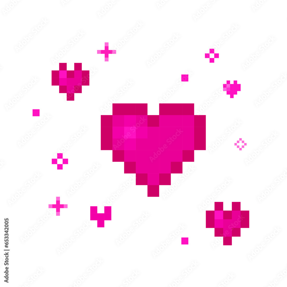 Heart Sparkling pixel set, vector sparkling pixel set, heart pixel art ...