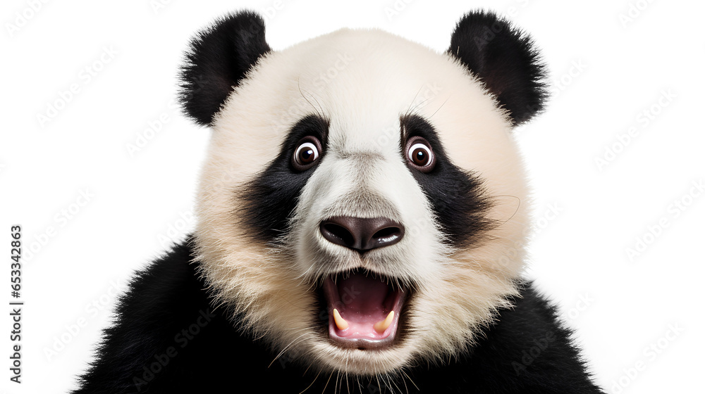 Shocked surprised Panda. Impressed Panda. Front view. Isolated on ...
