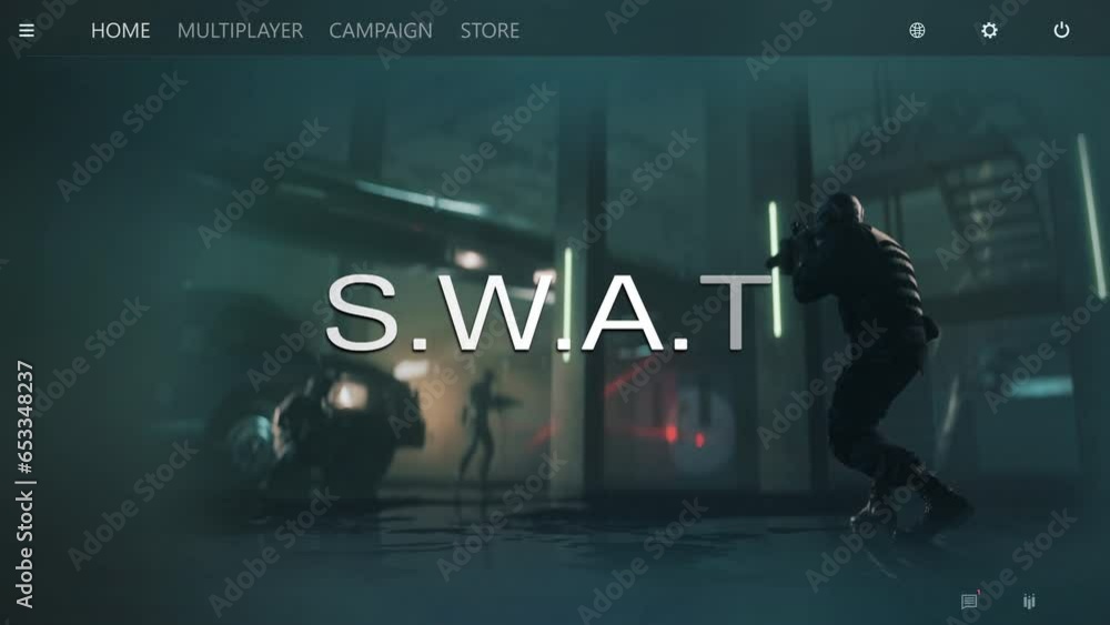 Choosing the swat soldier character in the shooter action simulator ...
