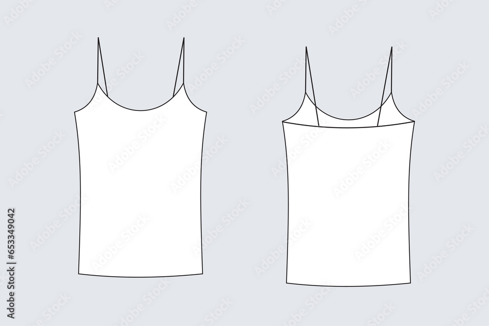 Female tank top vector template isolated on a grey background. Front ...