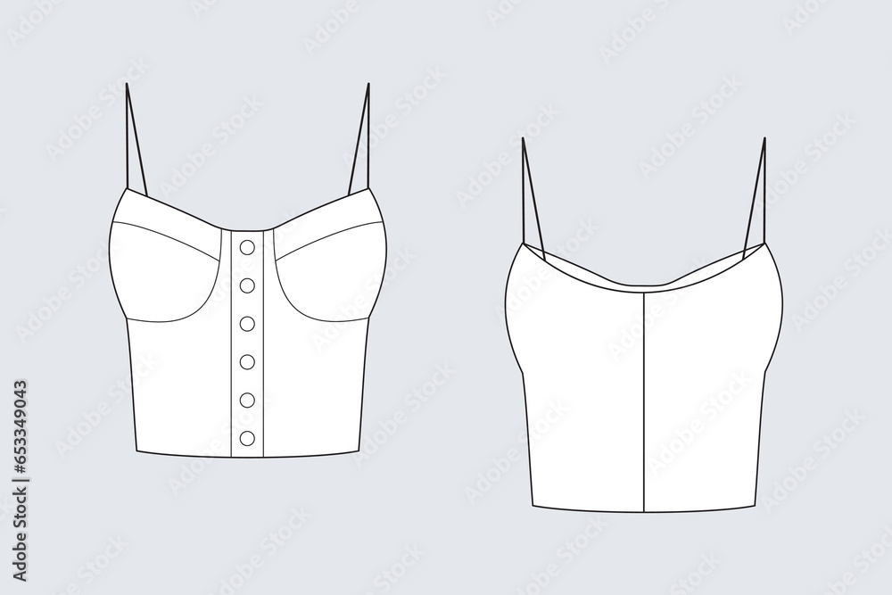 Female tank top vector template isolated on a grey background. Front ...