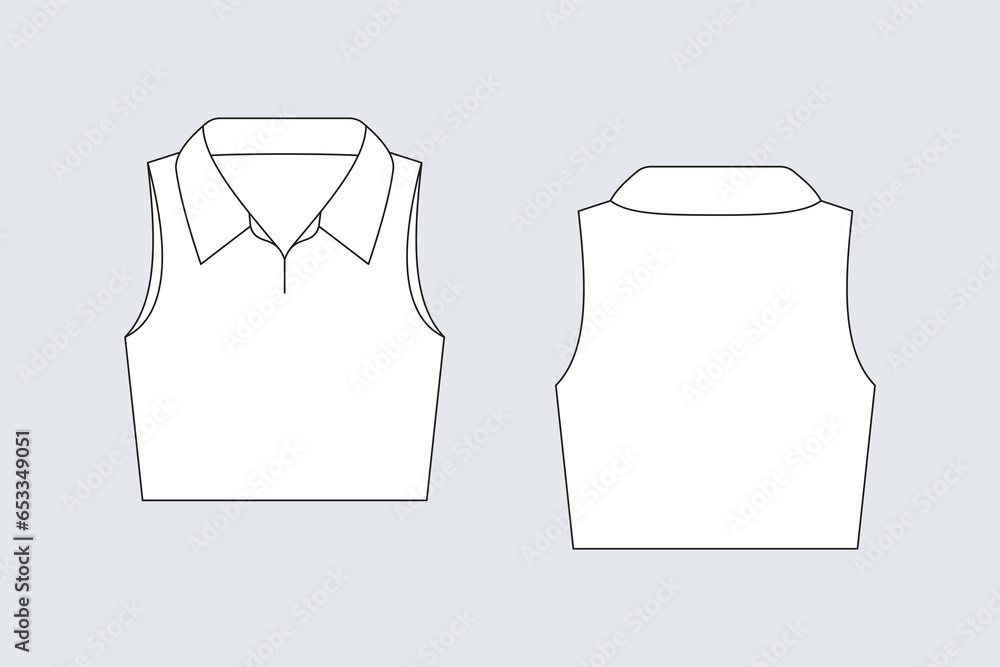 Female crop top vector template isolated on a grey background. Front ...
