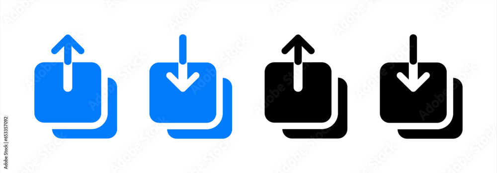 Upload icon. Arrow up, down signs. Download file symbol. Send symbols ...