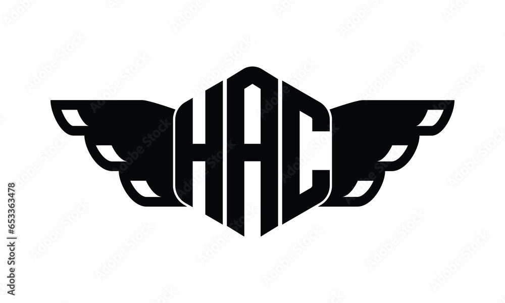 HAC three-letter butterfly iconic logo design vector template | polygon ...