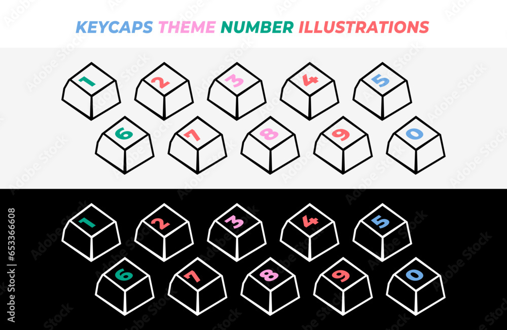 Mechanical Keyboard Switch Icon Design Illustration. number keys on the ...