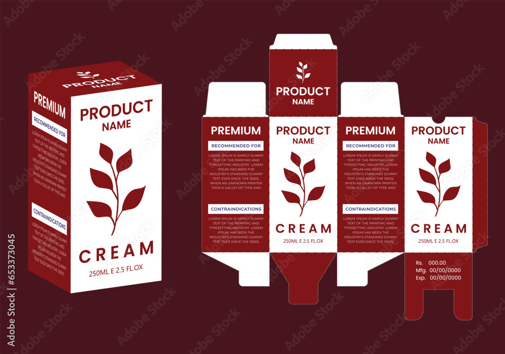 Supplements and Cosmetic box design, Package design template, box ...