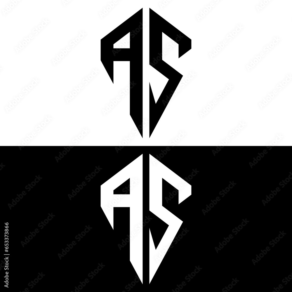 AS Logo. AS Letter Logo Design with Black and White Color. Stock Vector ...